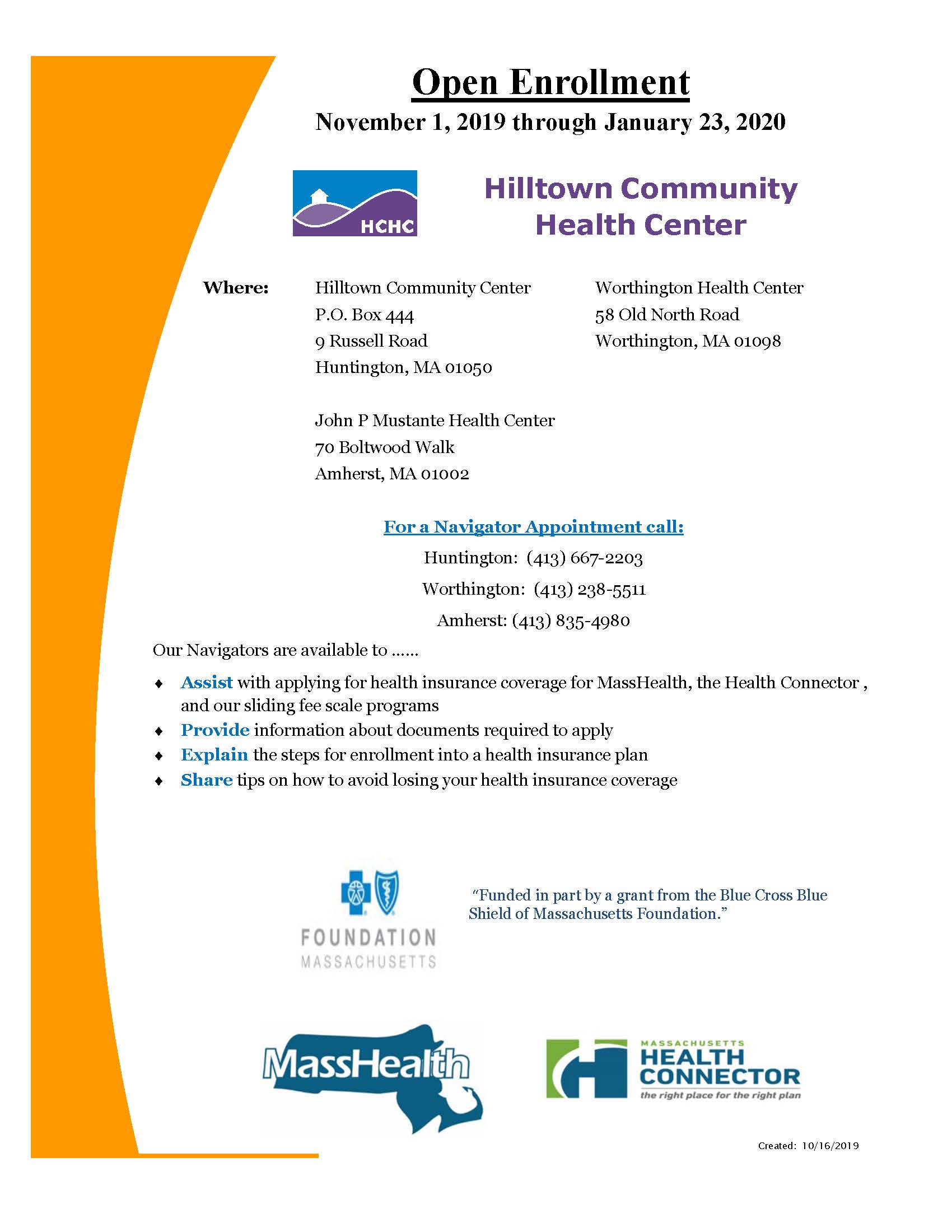 Open Enrollment Help! - Hilltown Community Health Center